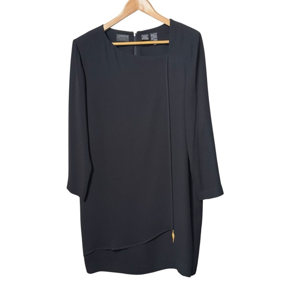 Liz Claiborne | Dresses | Liz Claiborne Black Dress Overlapping Panel ...